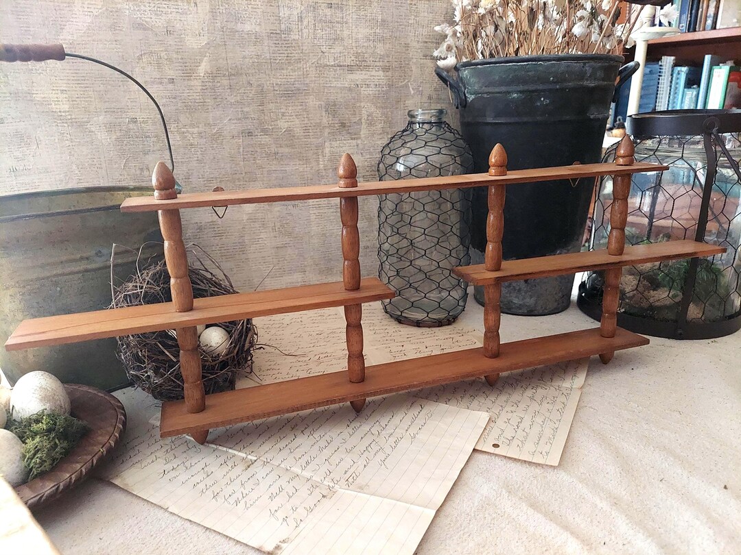 Vintage Wooden Spindle Shelf, Miniatures Shelf, Hanging Shelf - Etsy