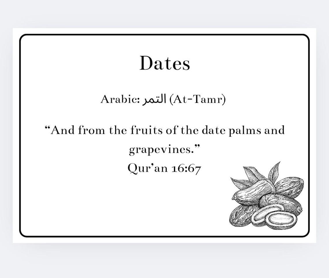 Sunnah Table Foods Printable Set | Qur’an & Hadith Inspired Islamic ...