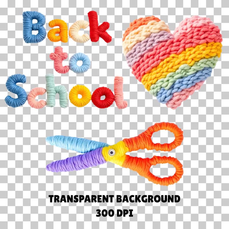 Faux Yarn Back to School PNG, Back to School PNG Bundle, Faux Yarn ...