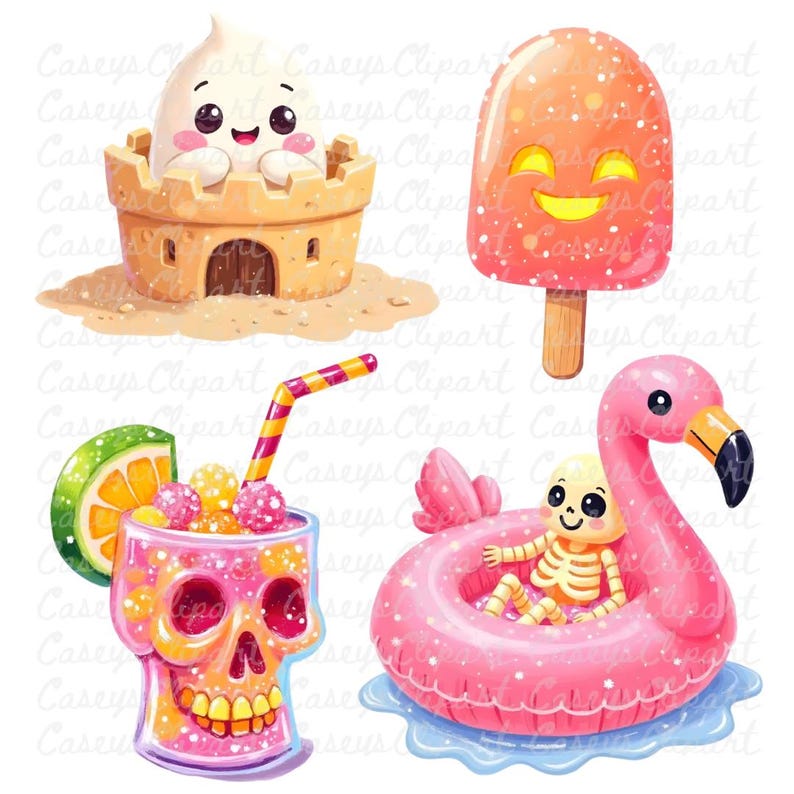 Summerween PNG, Summerween Clipart in Watercolor, Summerween Clipart ...
