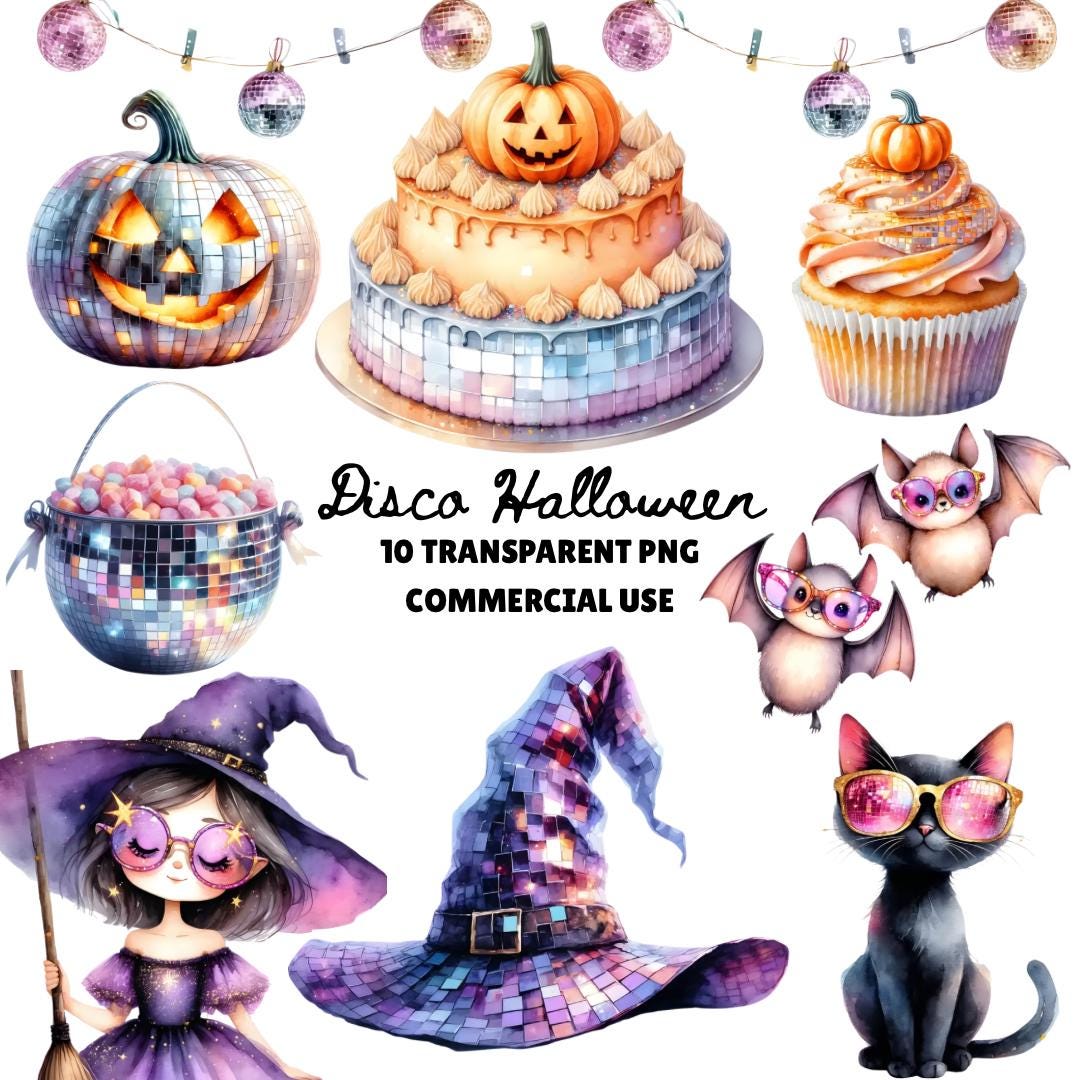 Summerween PNG, Disco Summerween Clipart in Watercolor, Summerween ...