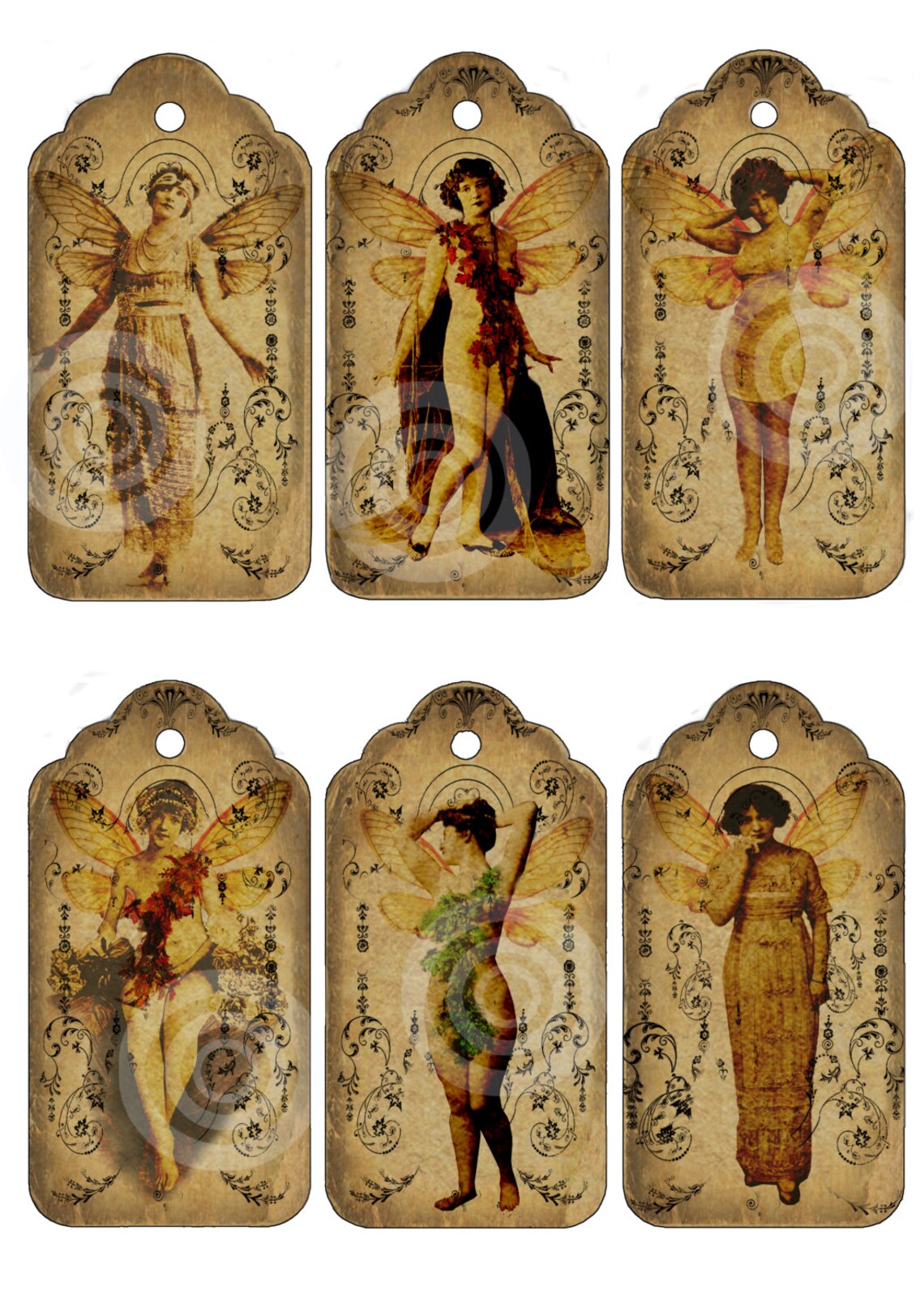 6 Vintage Style Fairy TAGS Printable Digital Download - Etsy