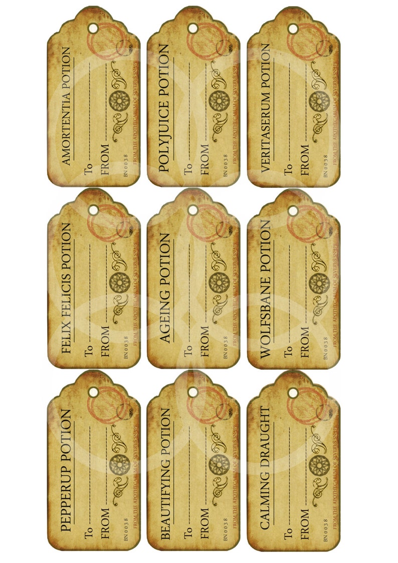 Potions Tags/labels Digital Collage Sheet. DIGITAL DOWNLOAD - Etsy