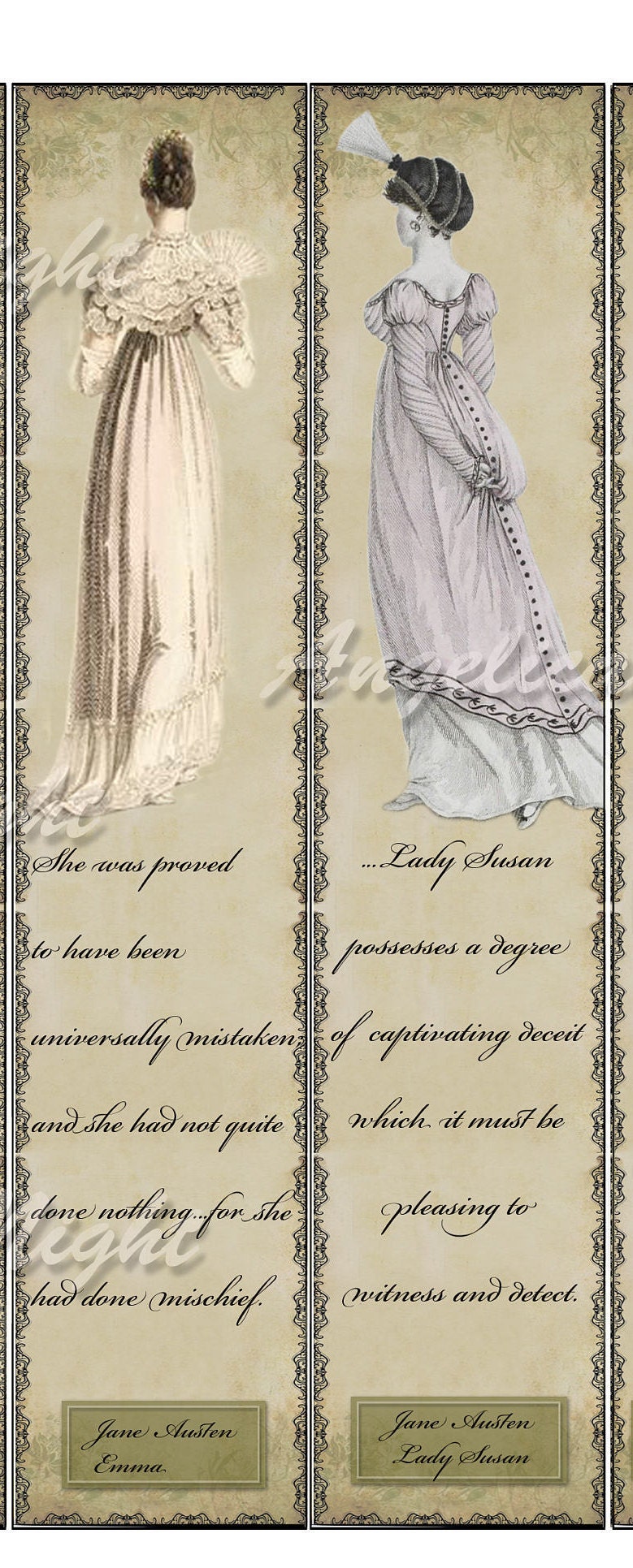 Eight Jane Austen Heroine Quote Bookmarks Digital Collage - Etsy