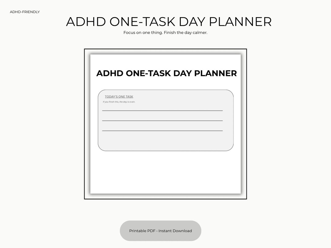 ADHD One-task Daily Planner System | Overwhelm Reset & Focus Tool ...