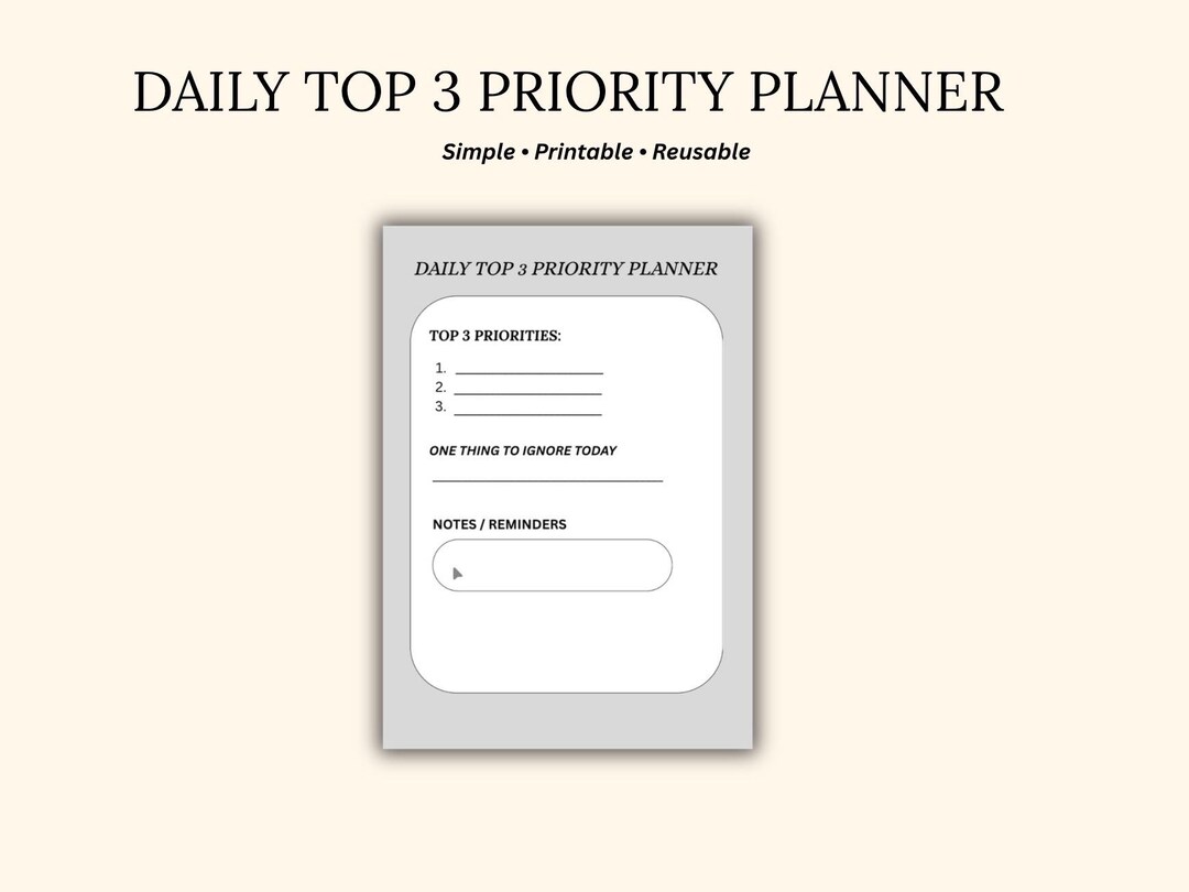 ADHD Daily Focus Planner | Top 3 Priority System for Overwhelmed Minds ...