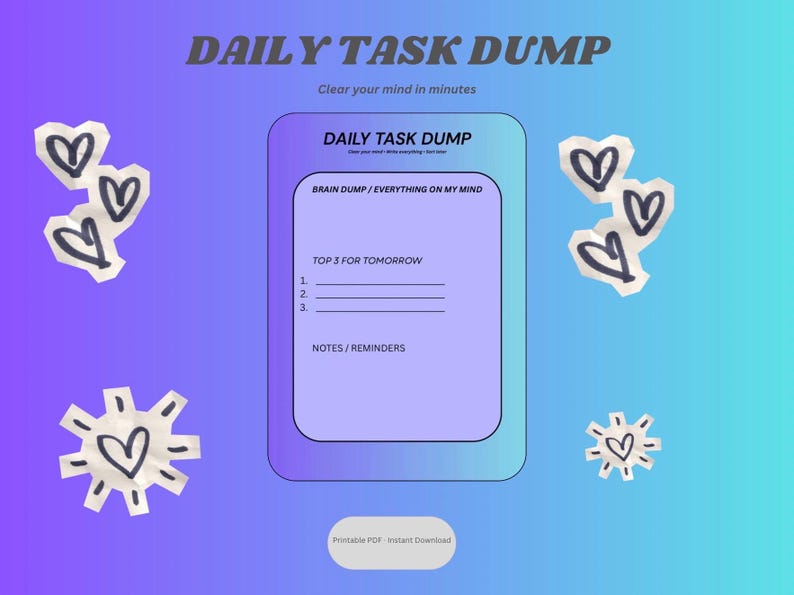 Daily Task Dump Sheet | Brain Dump Printable for Mental Clarity ...