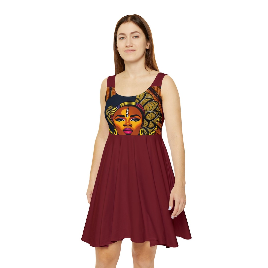 African Queen Face Skater Dress | Bold Tribal Portrait AOP - Etsy