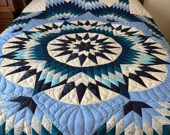 King Size, Amish Quilt, Lone Star, Amish Handstitched, Handmade Quilt ...