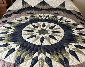King/queen Size, Compass Star, Amish Quilt, Amish Handstitched Quilt ...