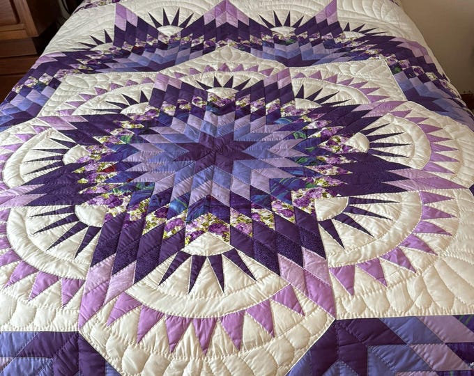 King Size, Compass Star, Amish Quilt, Amish Handstitched Quilt ...