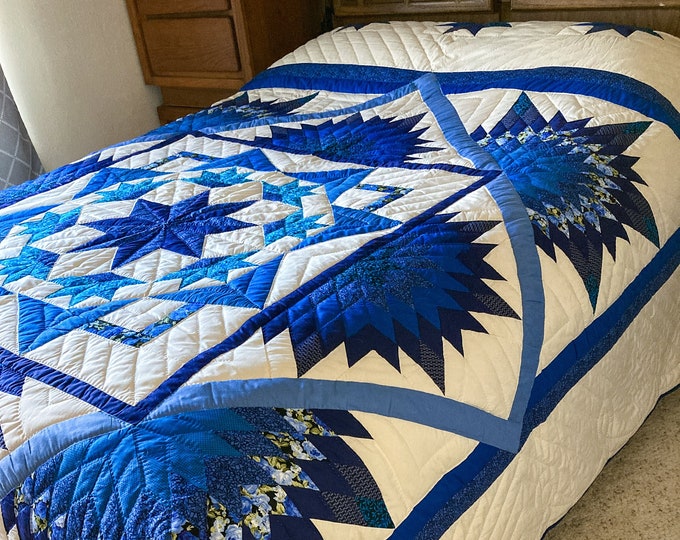 King Size, Ozark Star, Amish Quilt, Amish Handstitched, Handmade Quilt ...