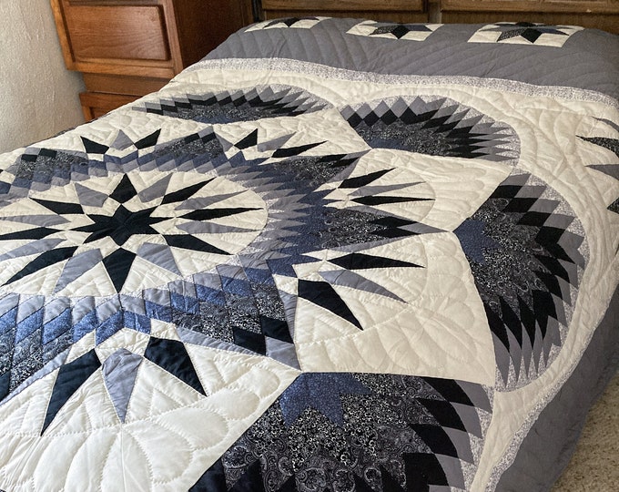 King Size, Compass Star, Amish Quilt, Amish Handstitched Quilt ...