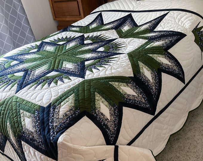 Queen Quilt, New Compass Star, Amish, Amish Handstitched Quilt ...