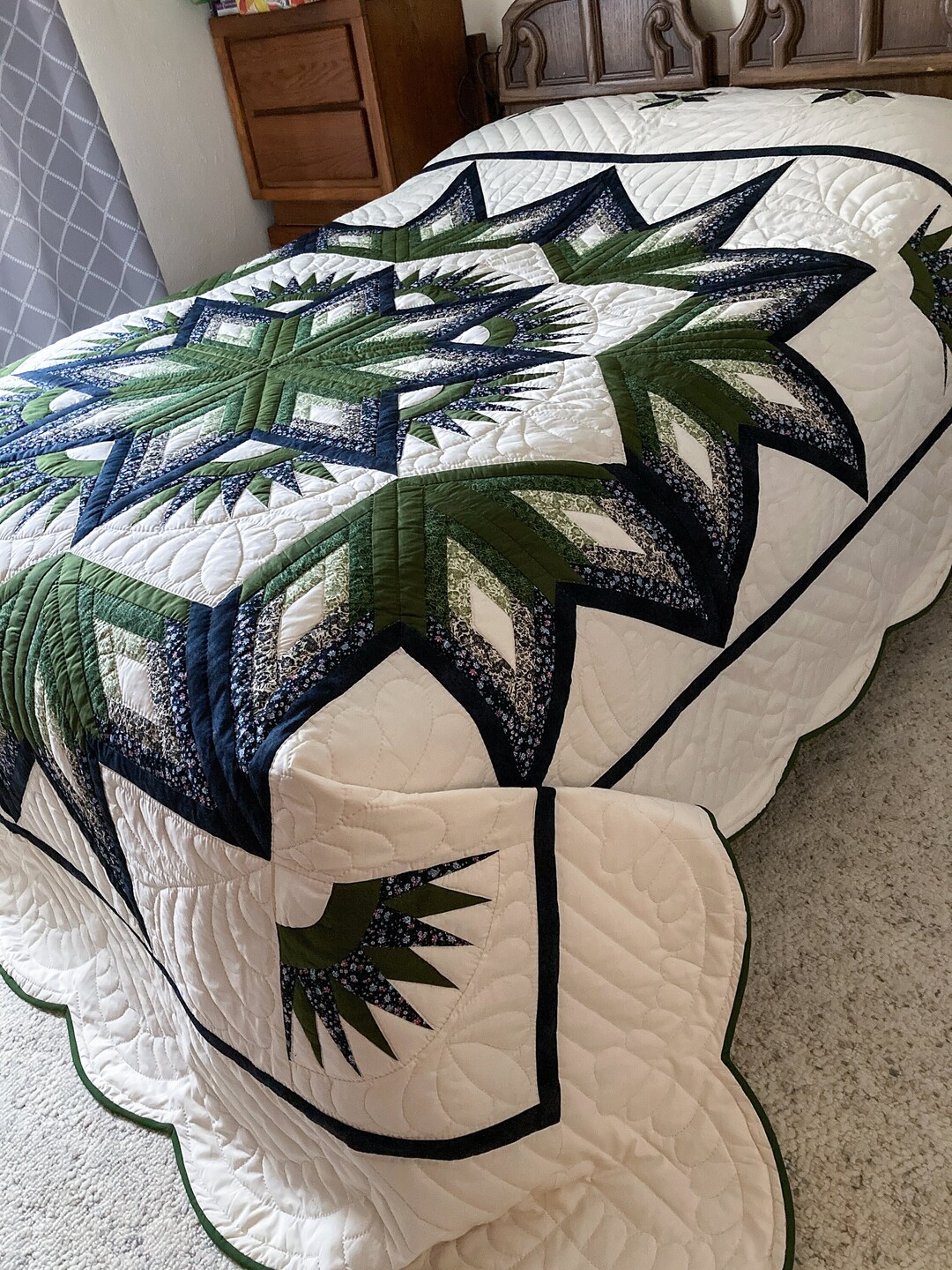 Queen Quilt, New Compass Star, Amish, Amish Handstitched Quilt ...
