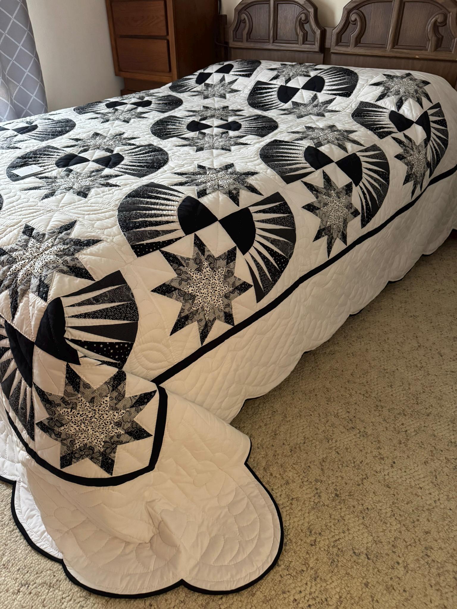 King Size, Amish Quilt, Star Fan, Amish Handstitched, Handmade, Modern ...