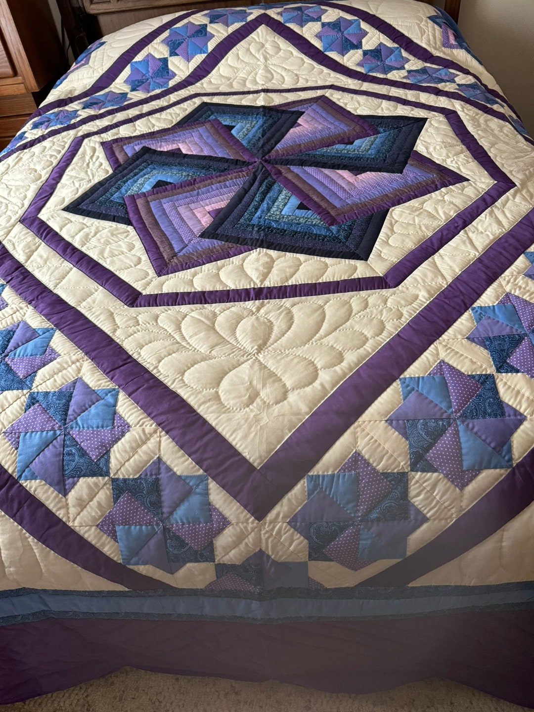 Queen Size, Spin Star, Amish Quilt, Amish Handstitched Quilt, Handmade Quilt, Modern Quilt ...