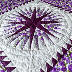 Mariners Compass Star, Amish Quilt, Handmade Quilt, Modern Quilt ...