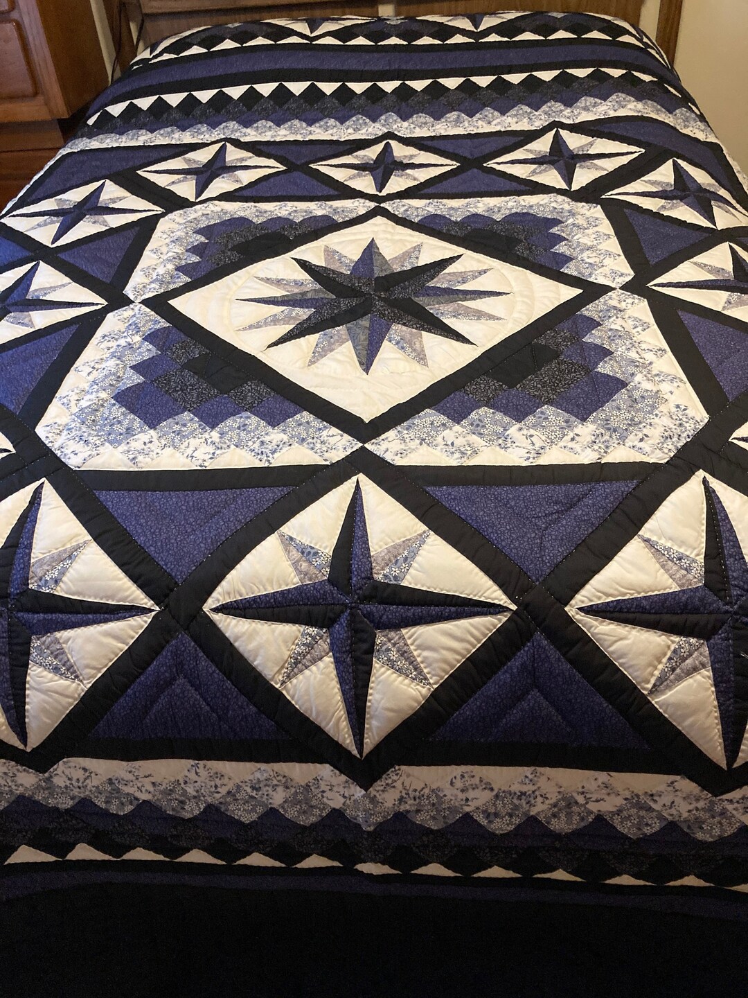 King Sz, Eight Point Star, Amish Quilt, Amish Handstitched Quilt ...