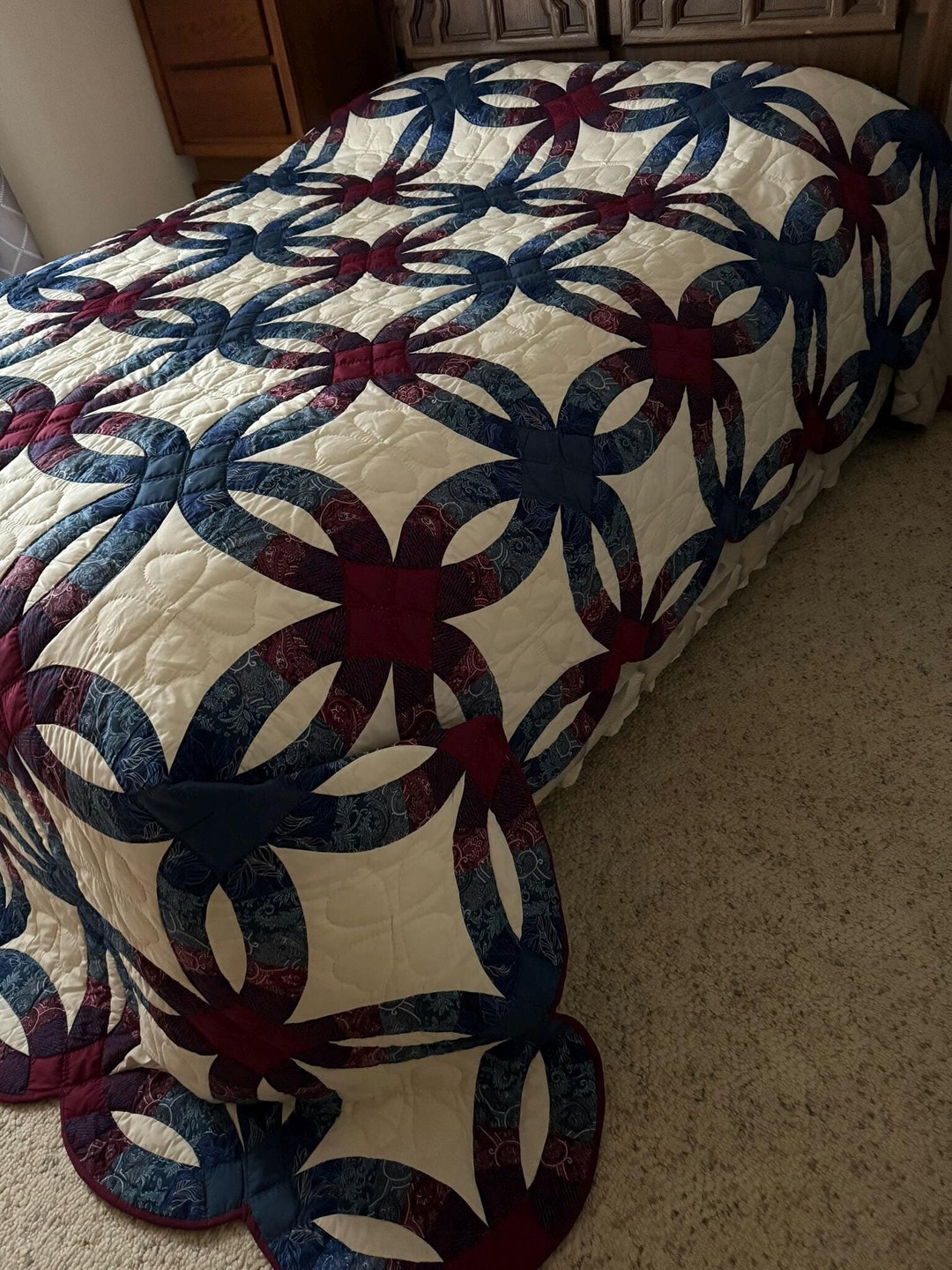 King Size, Amish Quilt, Wedding Ring, Amish Handstitched Quilt ...