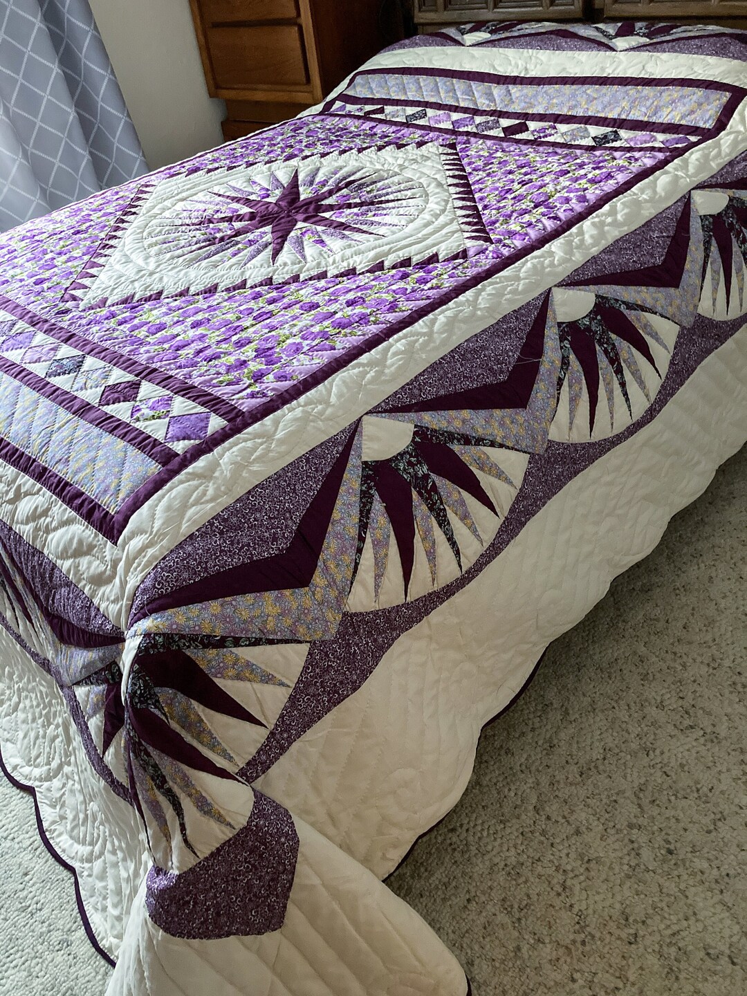 Mariners Compass Star, Amish Quilt, Handmade Quilt, Modern Quilt ...