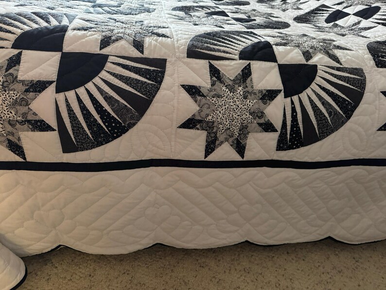 King Size, Amish Quilt, Star Fan, Amish Handstitched, Handmade, Modern ...