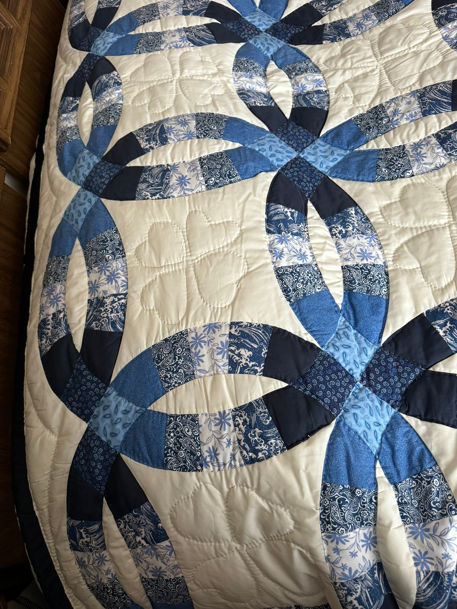 Queen Size, Amish Quilt, Wedding Ring, Amish Handstitched Quilt ...