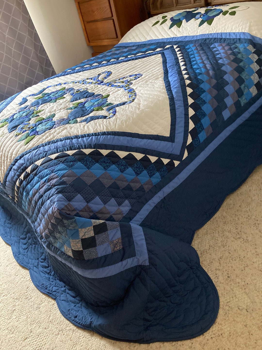 Blue Ribbon Country Handmade Quilt Amish Handstitched - Etsy
