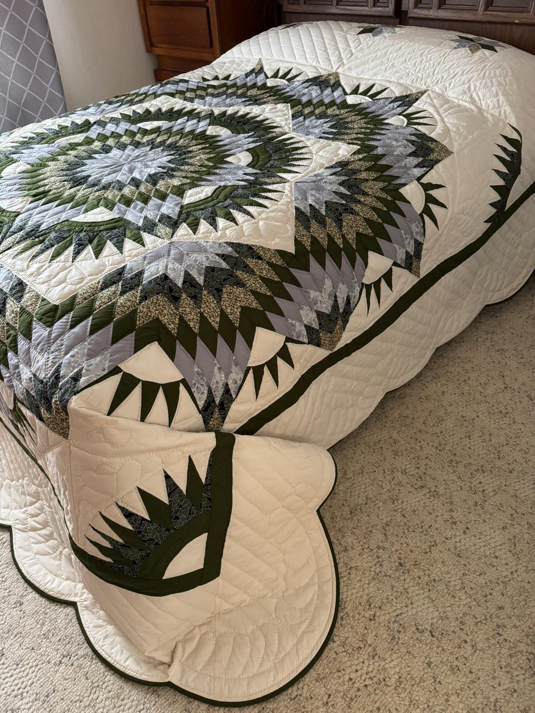 King Size, Mariners Compass, Amish Quilt, Amish Handstitched Quilt ...