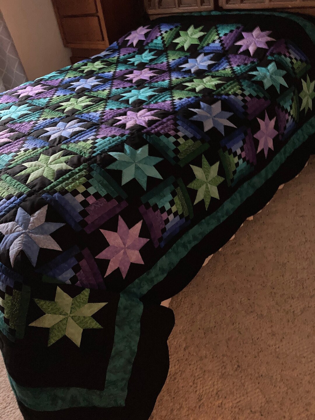 Twinkling Star, Amish Quilt, Amish Handstitched Quilt, Queen Size ...