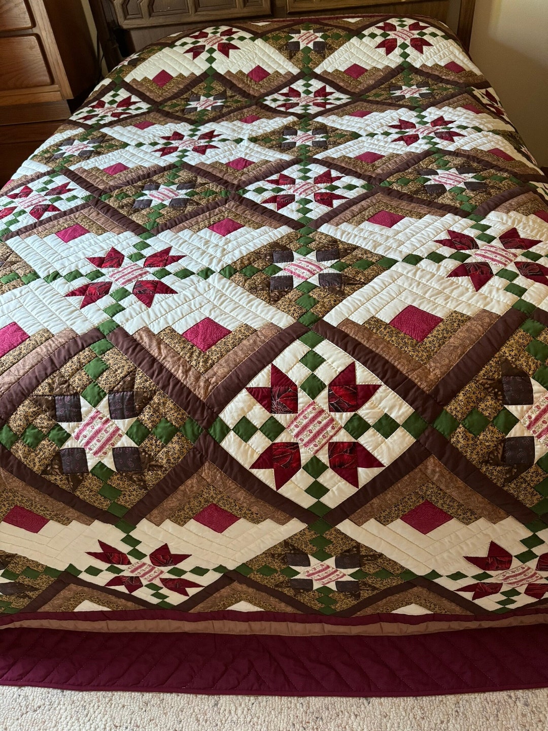 King/queen, Amish Quilt, Checkerboard Star, Amish Handstitched Quilt ...
