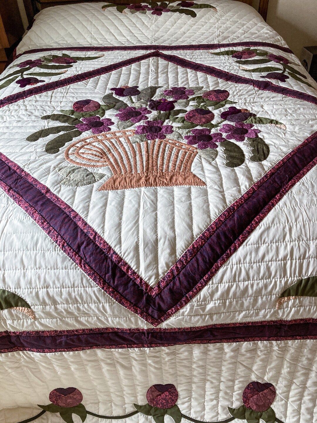 Spring Basket, Amish Quilt, Amish Handstitched, Handmade Quilt, Modern ...