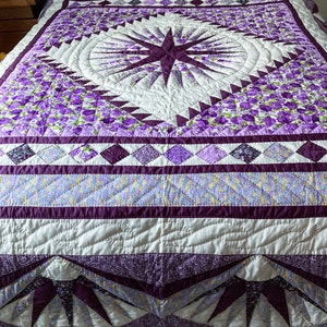 Mariners Compass Star, Amish Quilt, Handmade Quilt, Modern Quilt ...