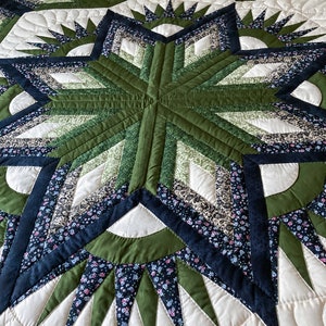 Queen Quilt, New Compass Star, Amish, Amish Handstitched Quilt ...
