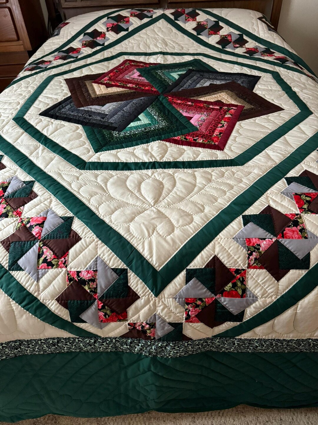 King/queen Size Spin Star Amish Quilt Amish Handstitched Quilt Handmade ...