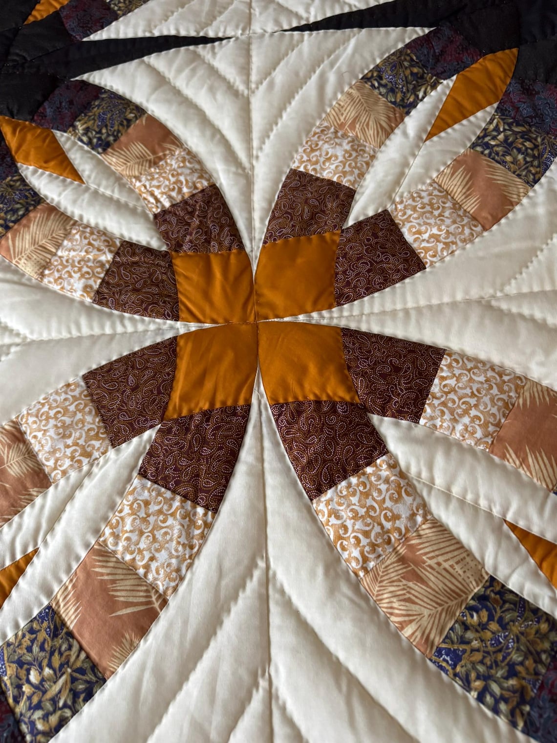 King Sz, Amish Quilt, Wedding Ring Star, Amish Handstitched Quilt ...