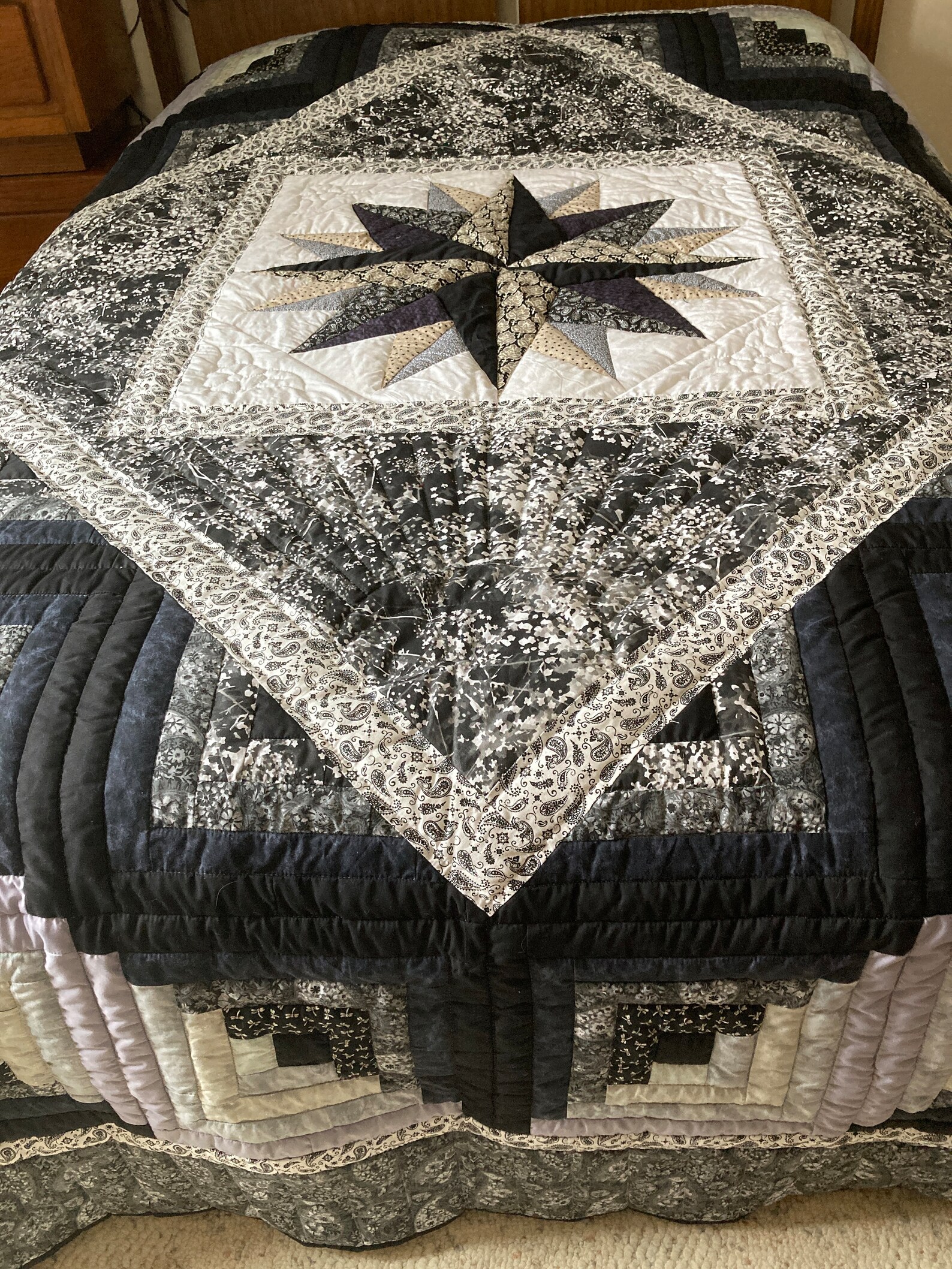 New Log Cabin Star Quilt Handmade Quilt Amish Handstitched - Etsy