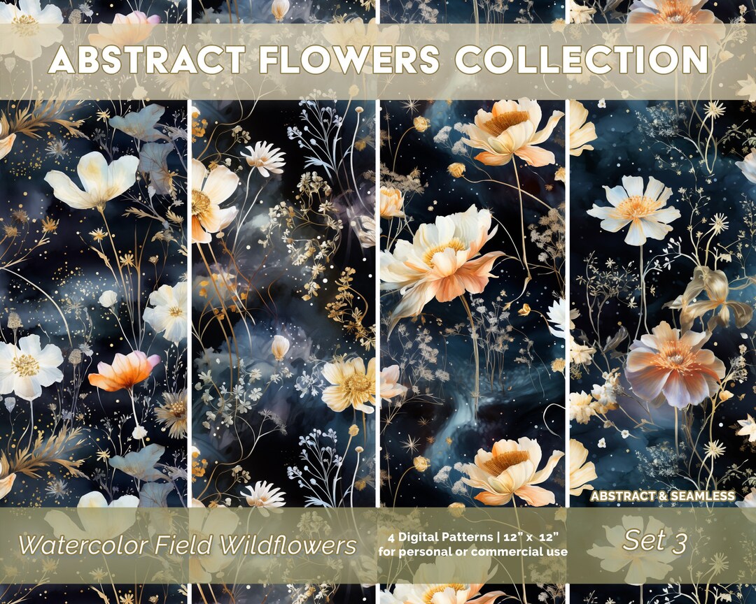 Watercolor Field Wildflower, Spring Floral Medley Digital Paper ...