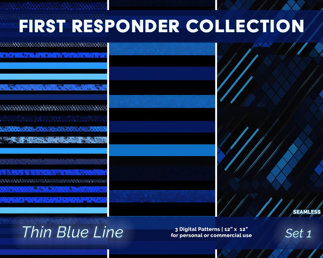 Thin Blue Line, Police, First Responder Patterns, Digital Paper ...