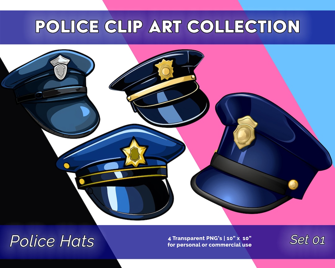 Cartoon Police Hats, Thin Blue Line, Police, First Responder Clip Art ...