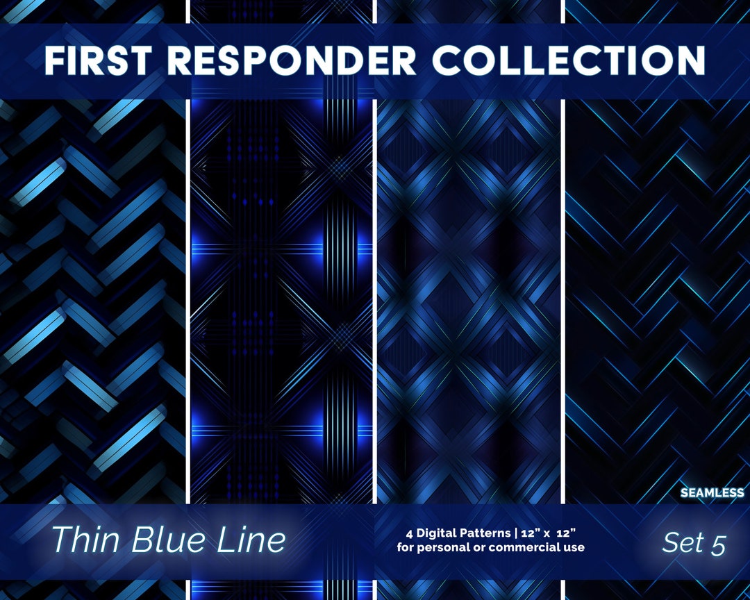 Thin Blue Line, Police, First Responder Patterns, Digital Paper ...