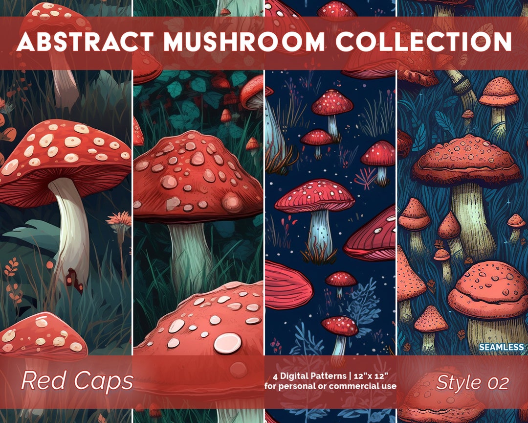Fantasy Mushroom Digital Paper - SEAMLESS - Watercolor Patterns ...