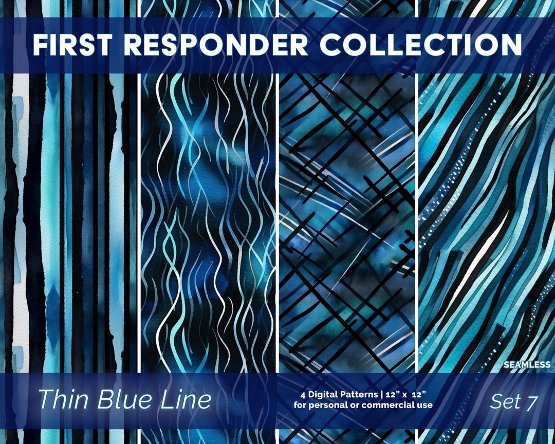 Thin Blue Line, Police, First Responder Patterns, Digital Paper ...