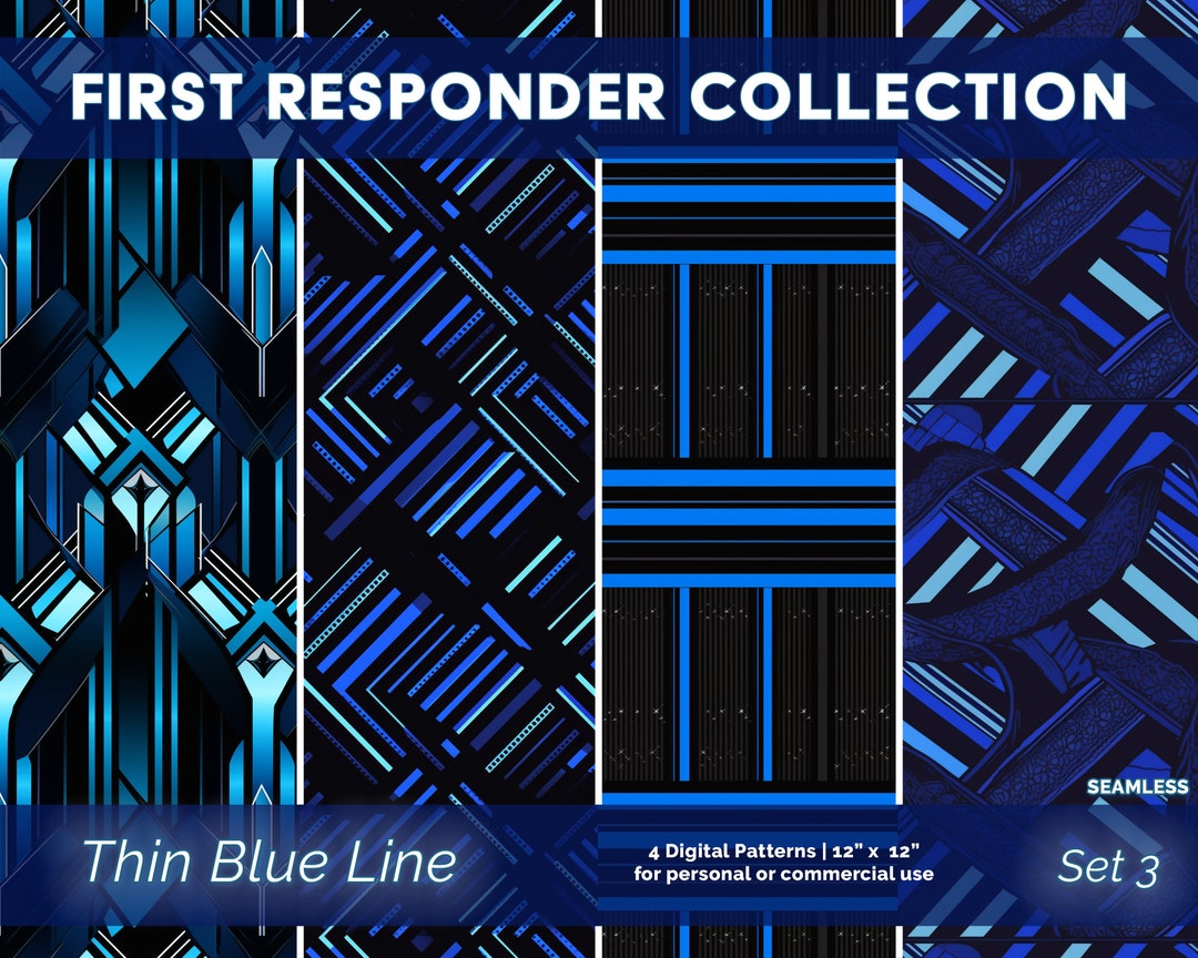 Thin Blue Line, Police, First Responder Patterns, Digital Paper ...