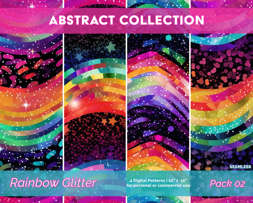 Rainbow Glitter Patterns Digital Paper - SEAMLESS - Rainbow Patterns ...