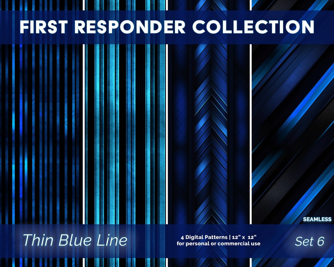 Thin Blue Line, Police, First Responder Patterns, Digital Paper ...