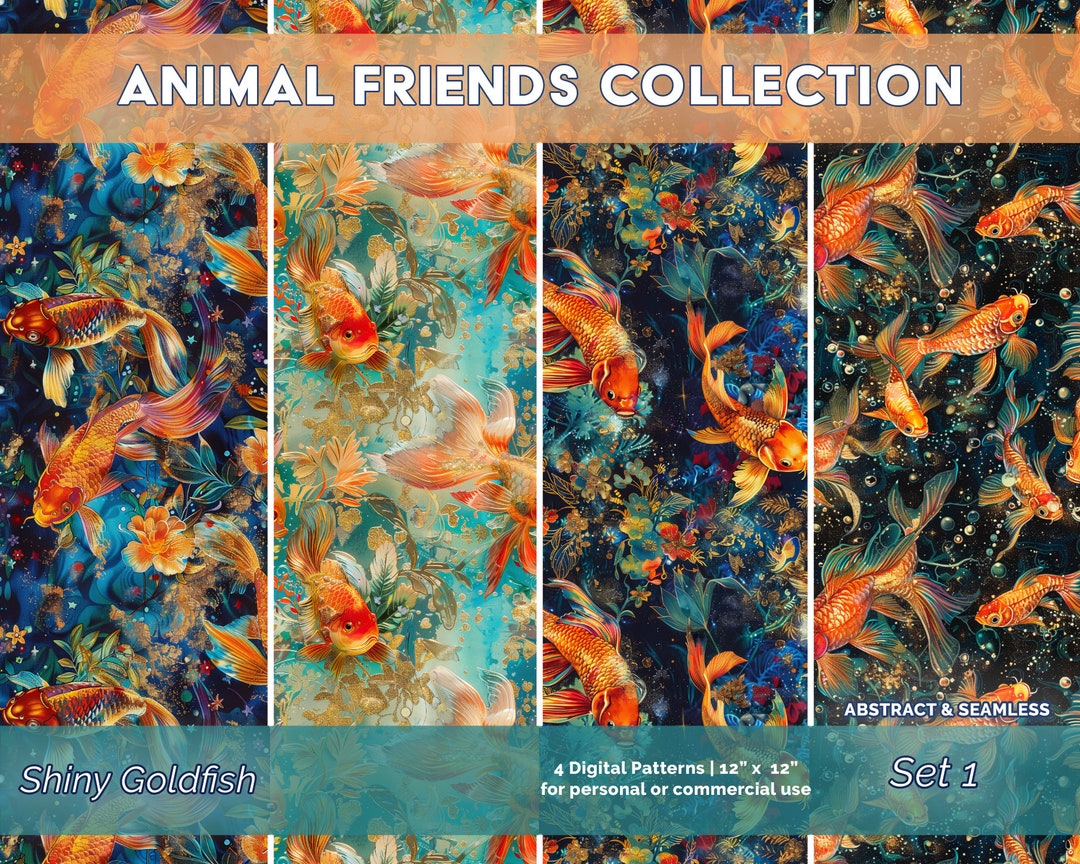 Shiny Goldfish Patterns Digital Paper - SEAMLESS - Rainbow Patterns ...