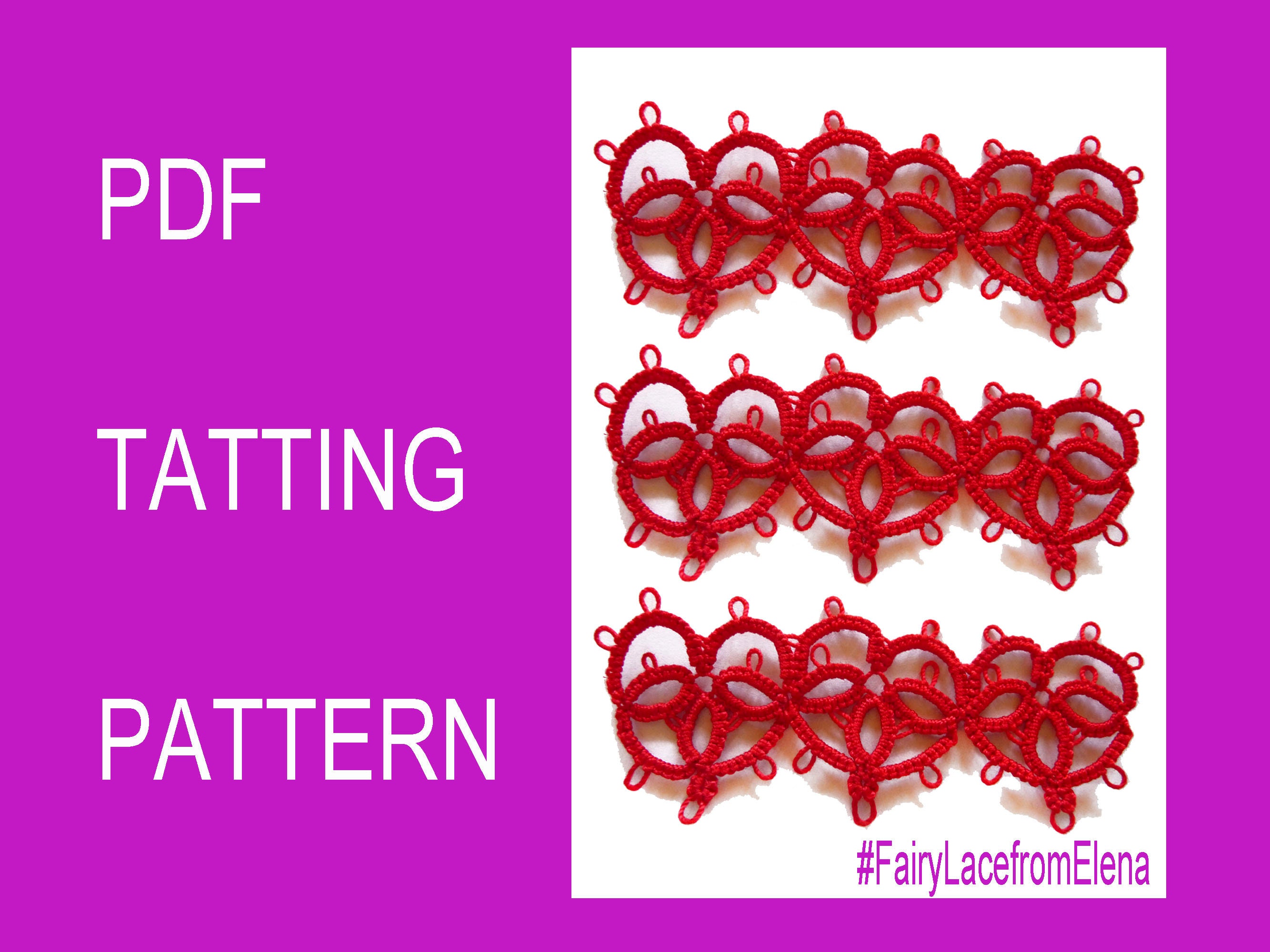 Very Easy Tatting Pattern Heart, Lace Border Pattern, Edging Pattern - Etsy
