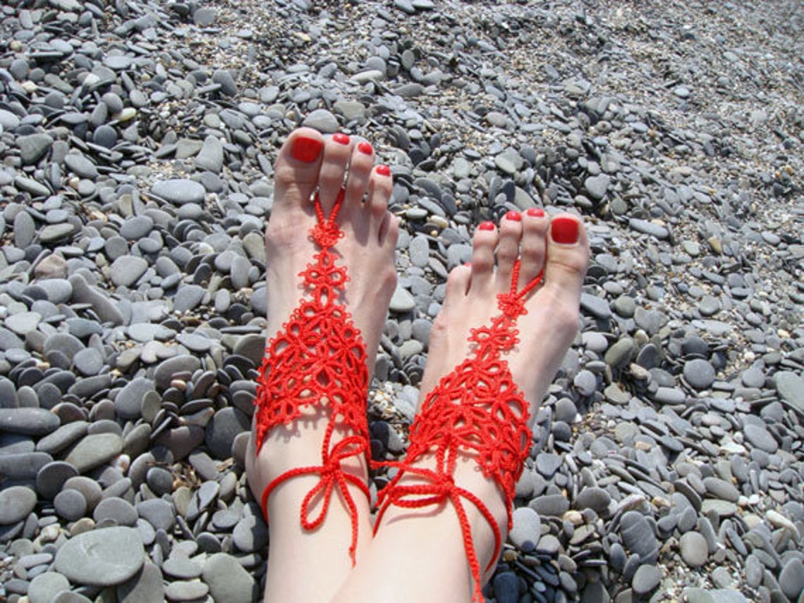 Tatting Pattern Barefoot Sandals PDF Tatting Tutorial - Etsy