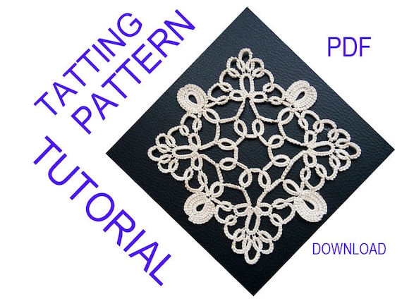 Needle tatting pattern square doily Diana tutorial | Etsy
